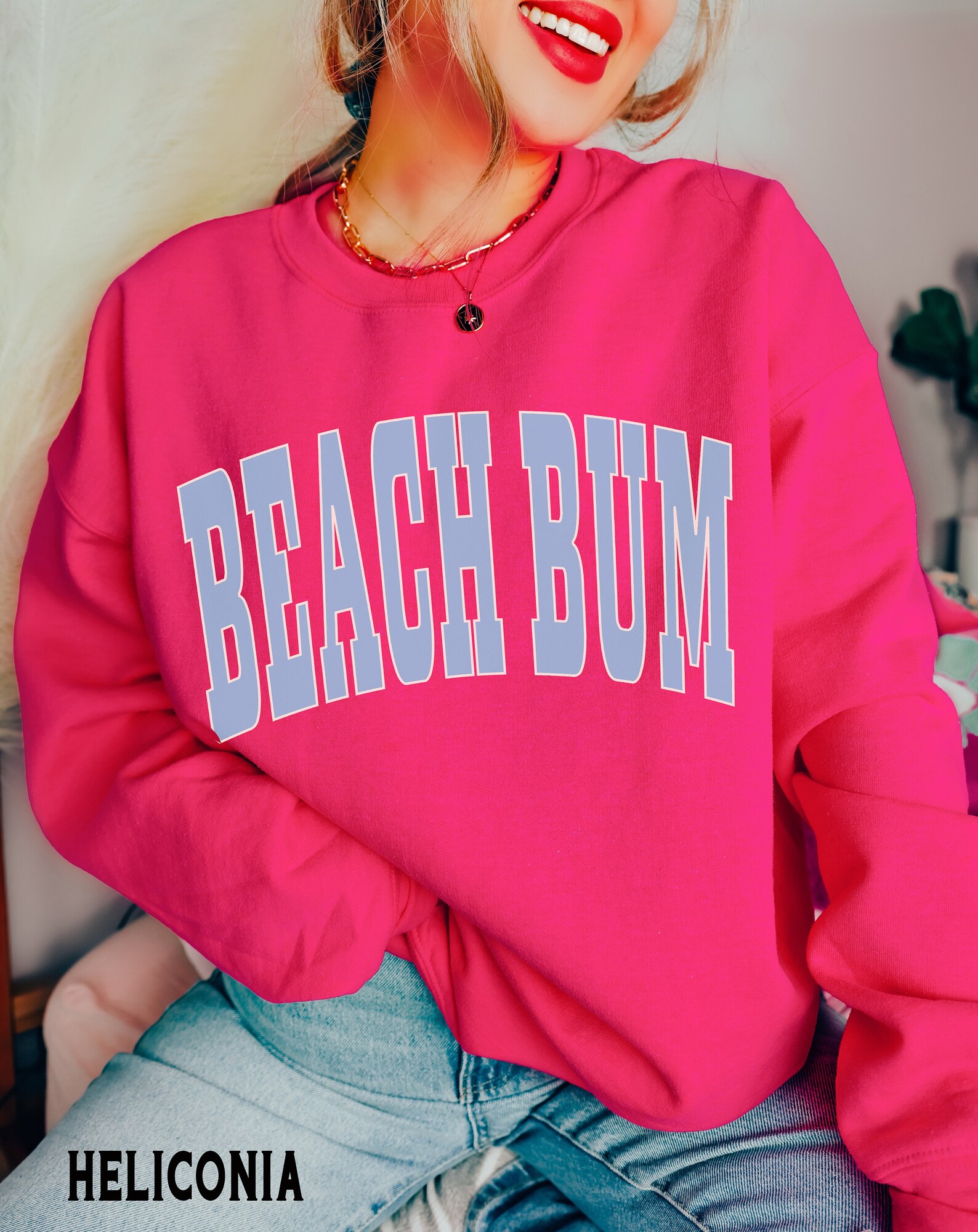 Beach Bum Sweatshirt, Oversized, Varsity Lettering Beach Hoodie ...