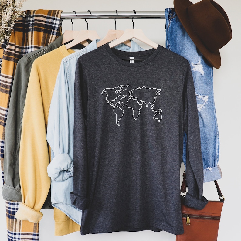 Travel Shirt Airplane T Shirt World Map Tee Travel Gift - Etsy
