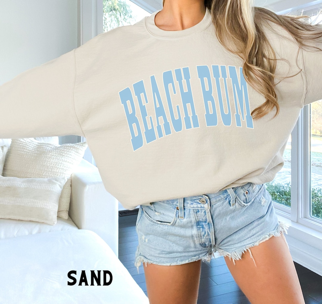 Beach Bum Sweatshirt, Oversized, Varsity Lettering Beach Hoodie ...