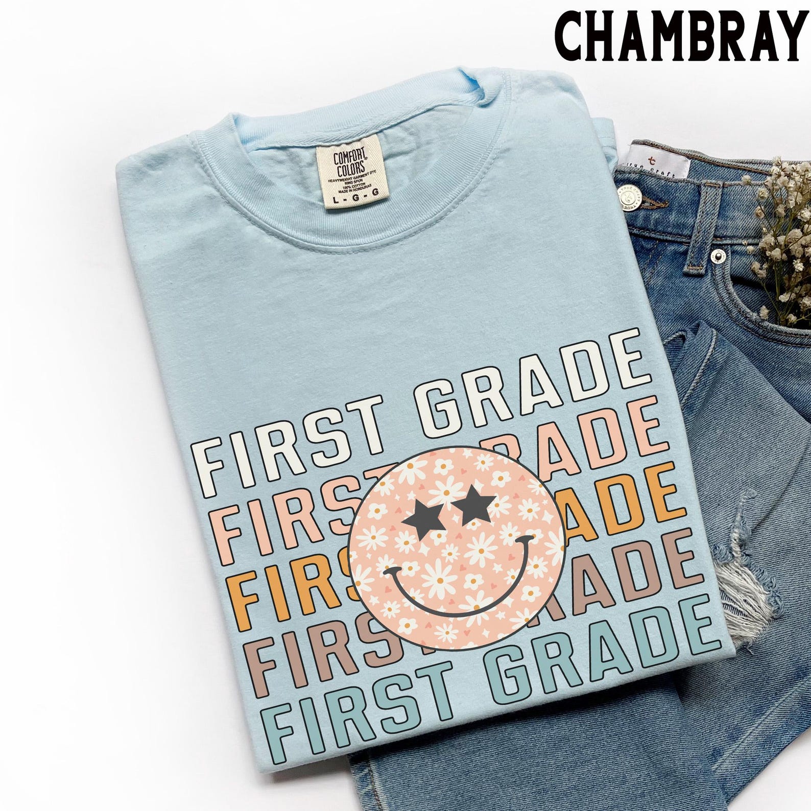 Retro First Grade Shirt, Comfort Colors®, First Grade Teacher Tshirt ...