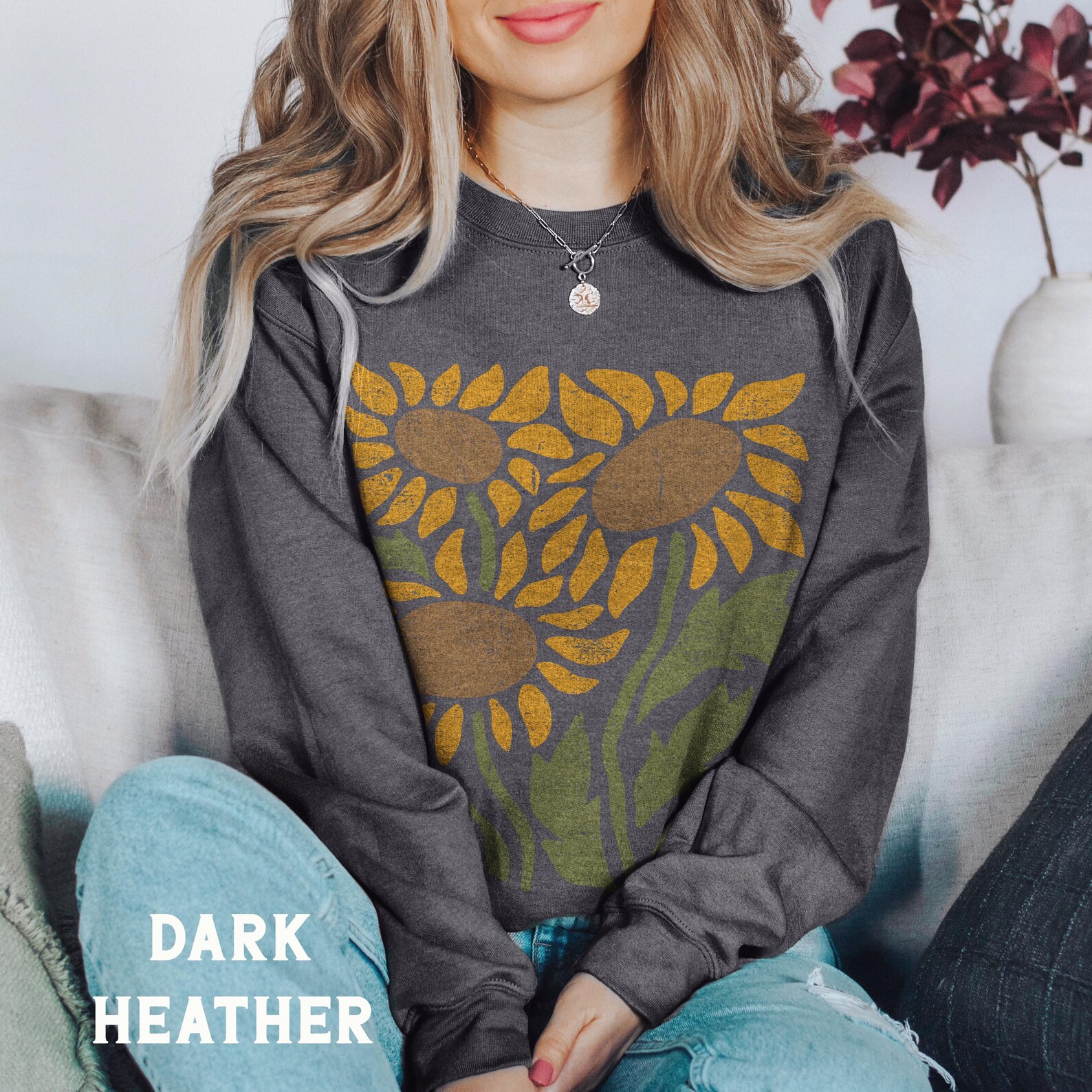 Retro Flower Sweatshirt, Sunflower Crewneck, Vintage Floral Hoodie ...