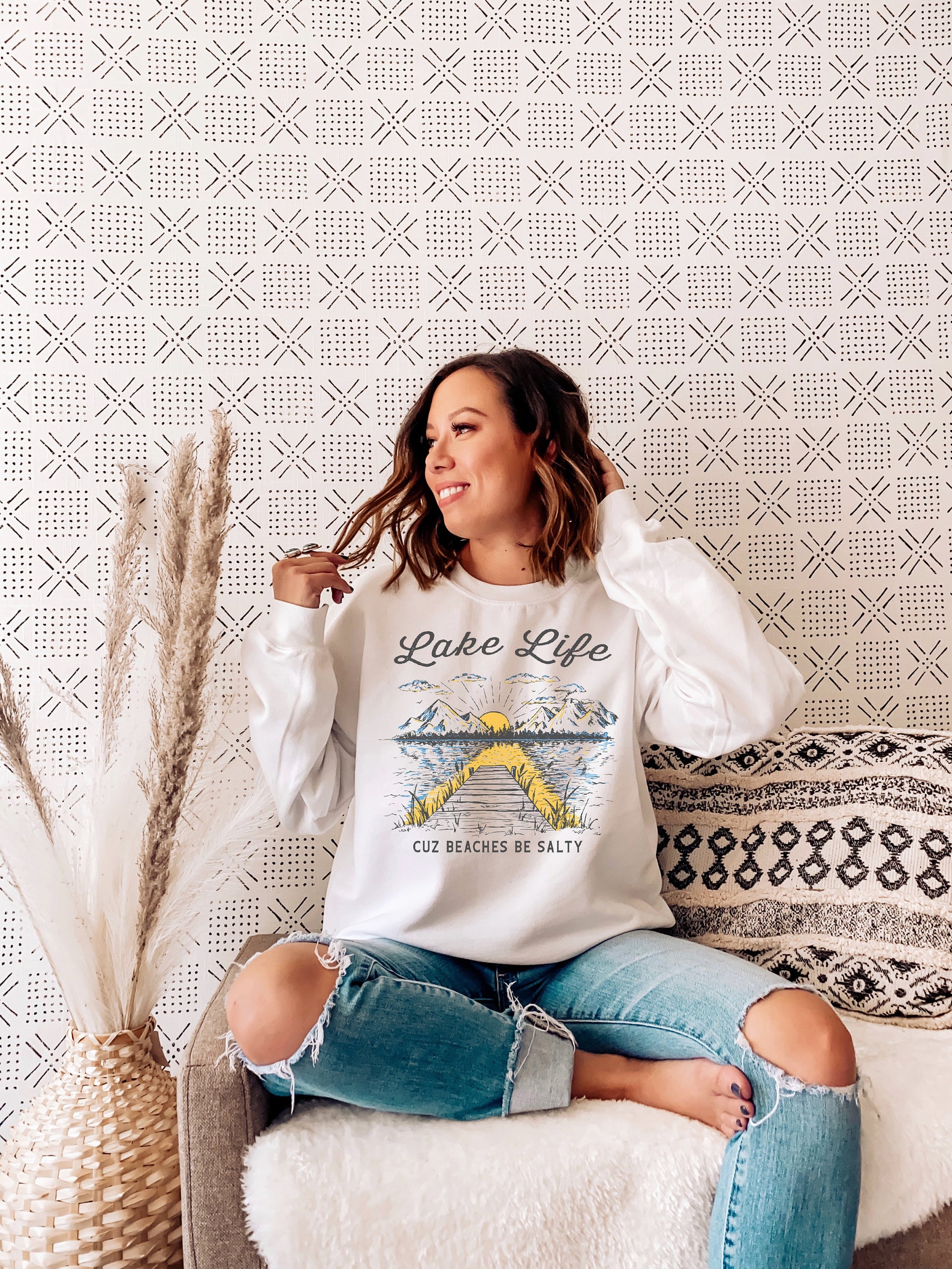 Women's Lake Life Graphic Sweatshirt, Funny Lake Sweatshirt for Her ...