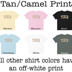 Teacher Shirt, Teach Tee, Comfort Colors®, College Varsity Font, Simple ...