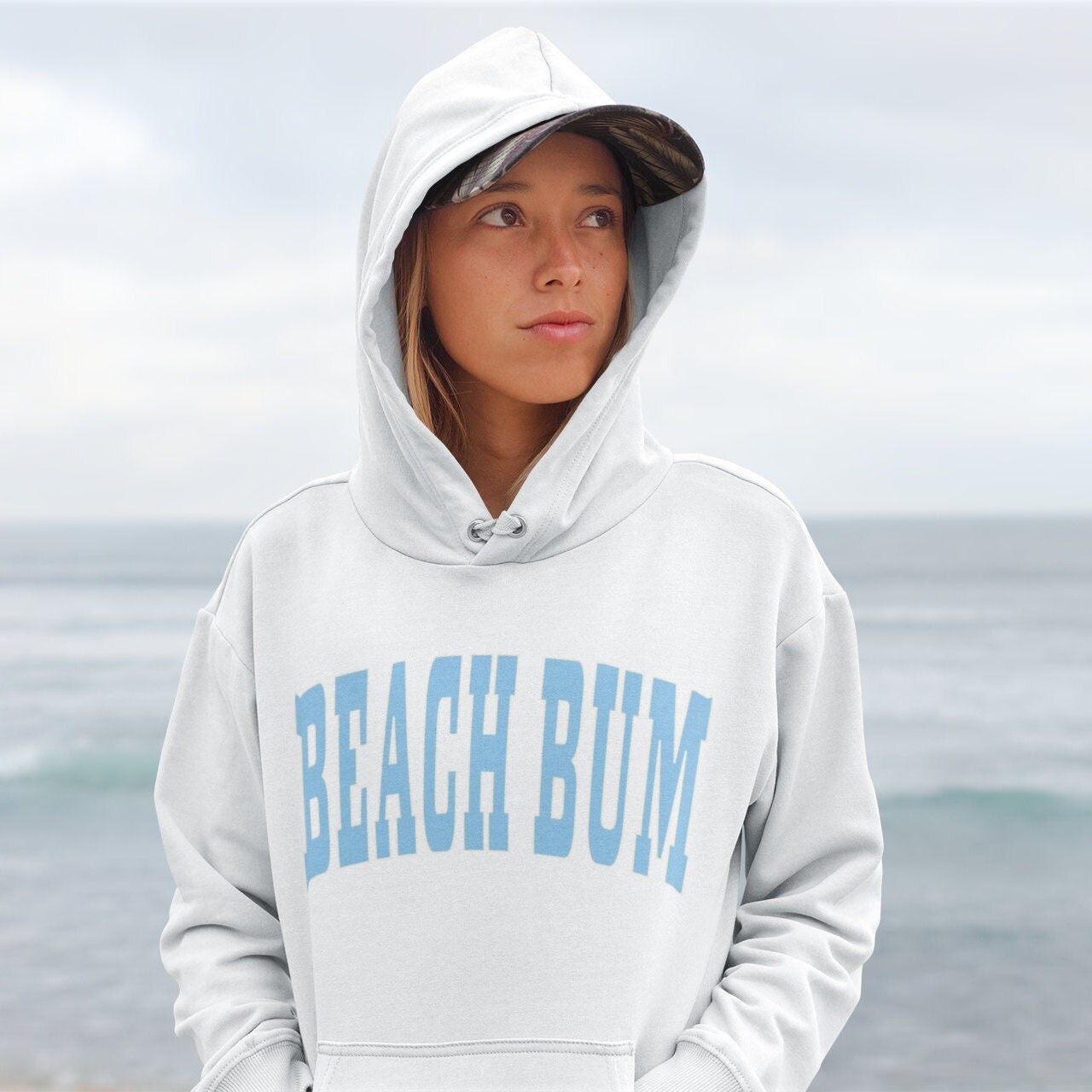 Beach Bum Hoodie Oversized Varsity Lettering Beach Hoodie Etsy