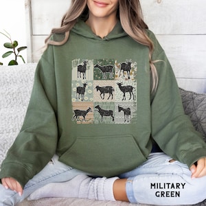 Boho Goat Sweatshirt, Retro Goat Hoodie, Floral Farmhouse Cottagecore ...