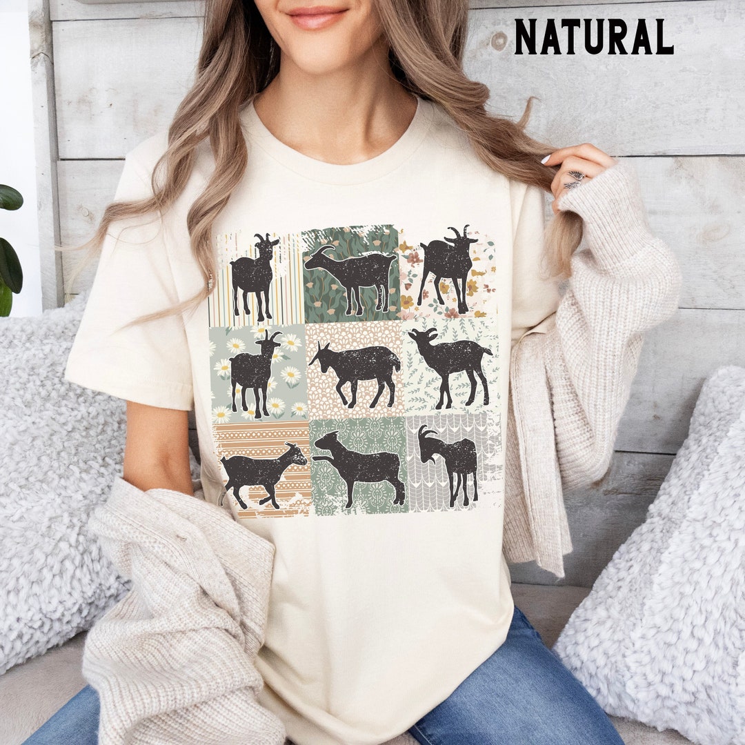 Retro Goat Shirt, Boho Floral Farmhouse Goat Tee, Cottagecore Aesthetic ...