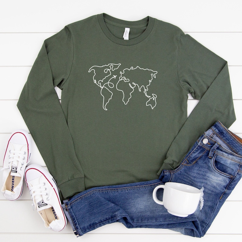 Travel Shirt Airplane T Shirt World Map Tee Travel Gift | Etsy