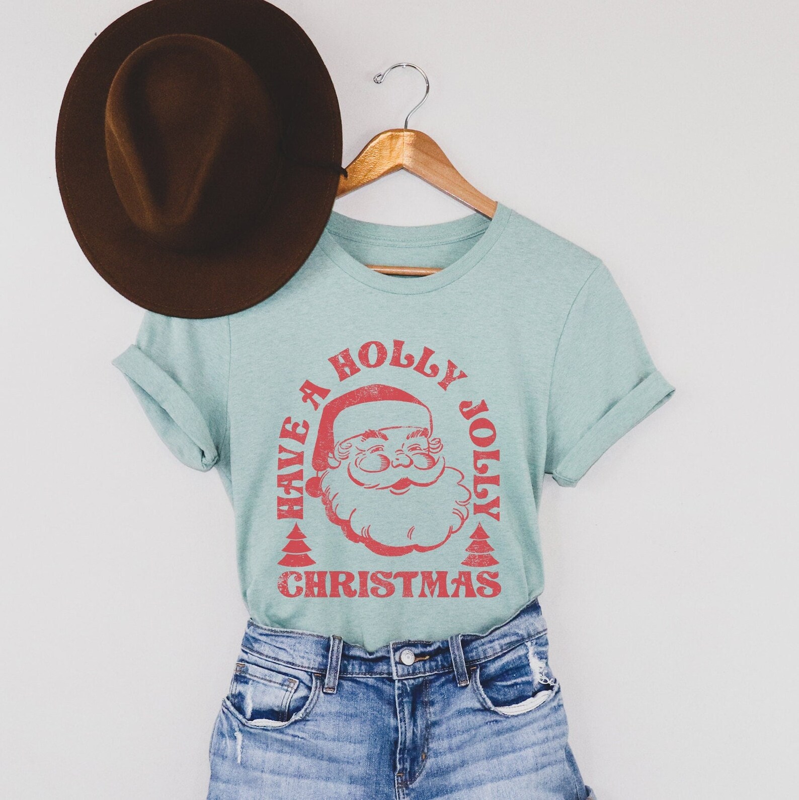 Retro Santa Tee Santa Tee Vintage Graphic Tee Merry - Etsy