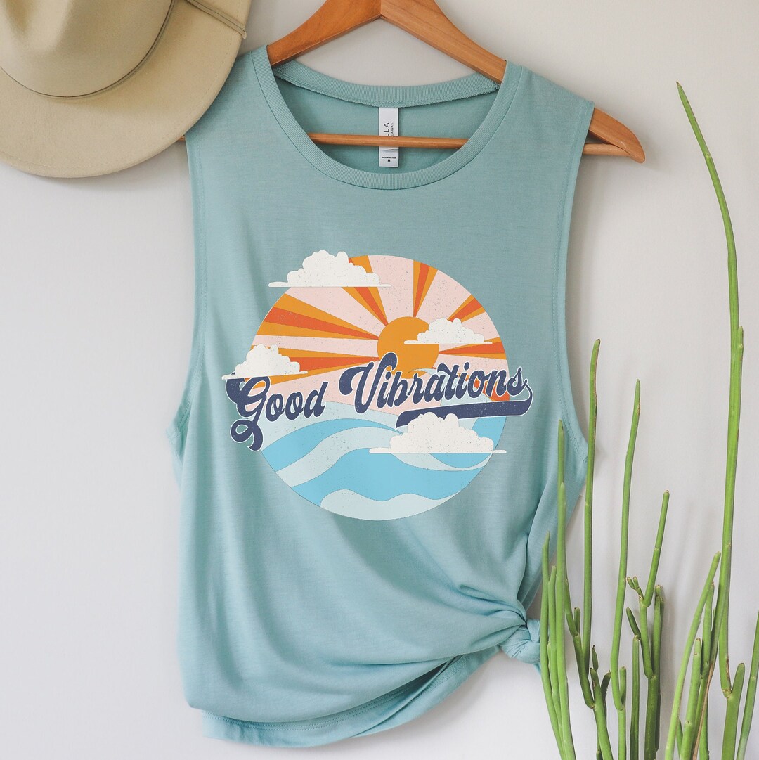 Retro Beach Muscle Tank, 70s Vintage Tank, Beach Tank, Hippie Tank ...