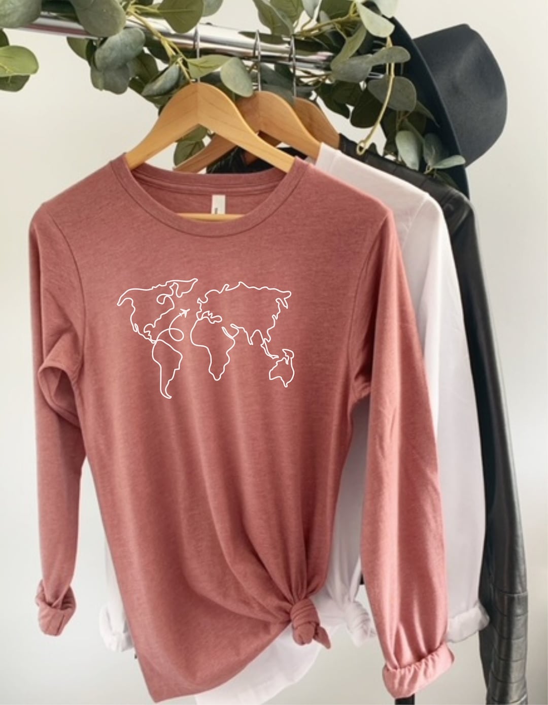 Travel Shirt, Airplane T Shirt, World Map Tee, Travel Gift, Travel Long ...