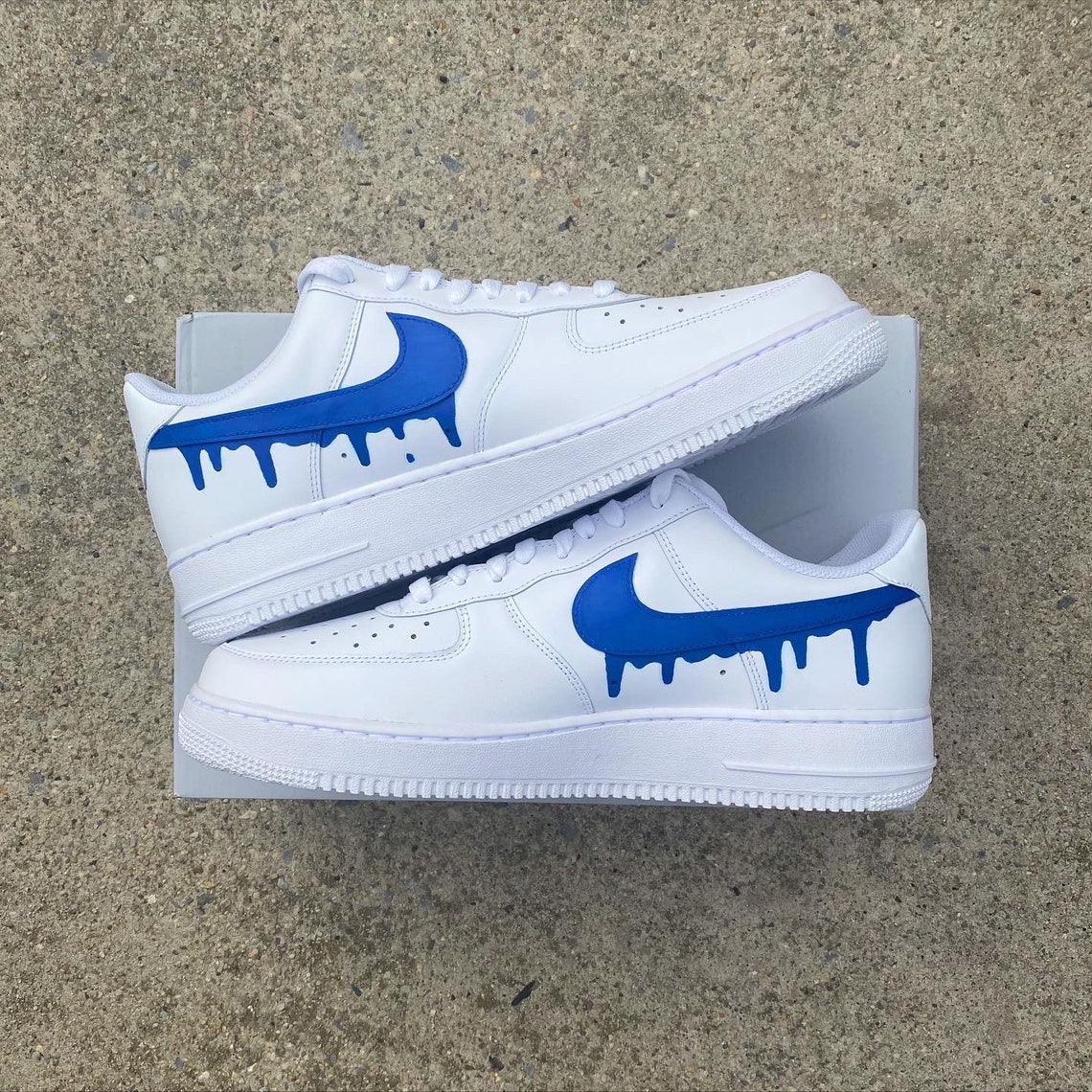 Custom Blue Drip Air Force 1’s - Etsy