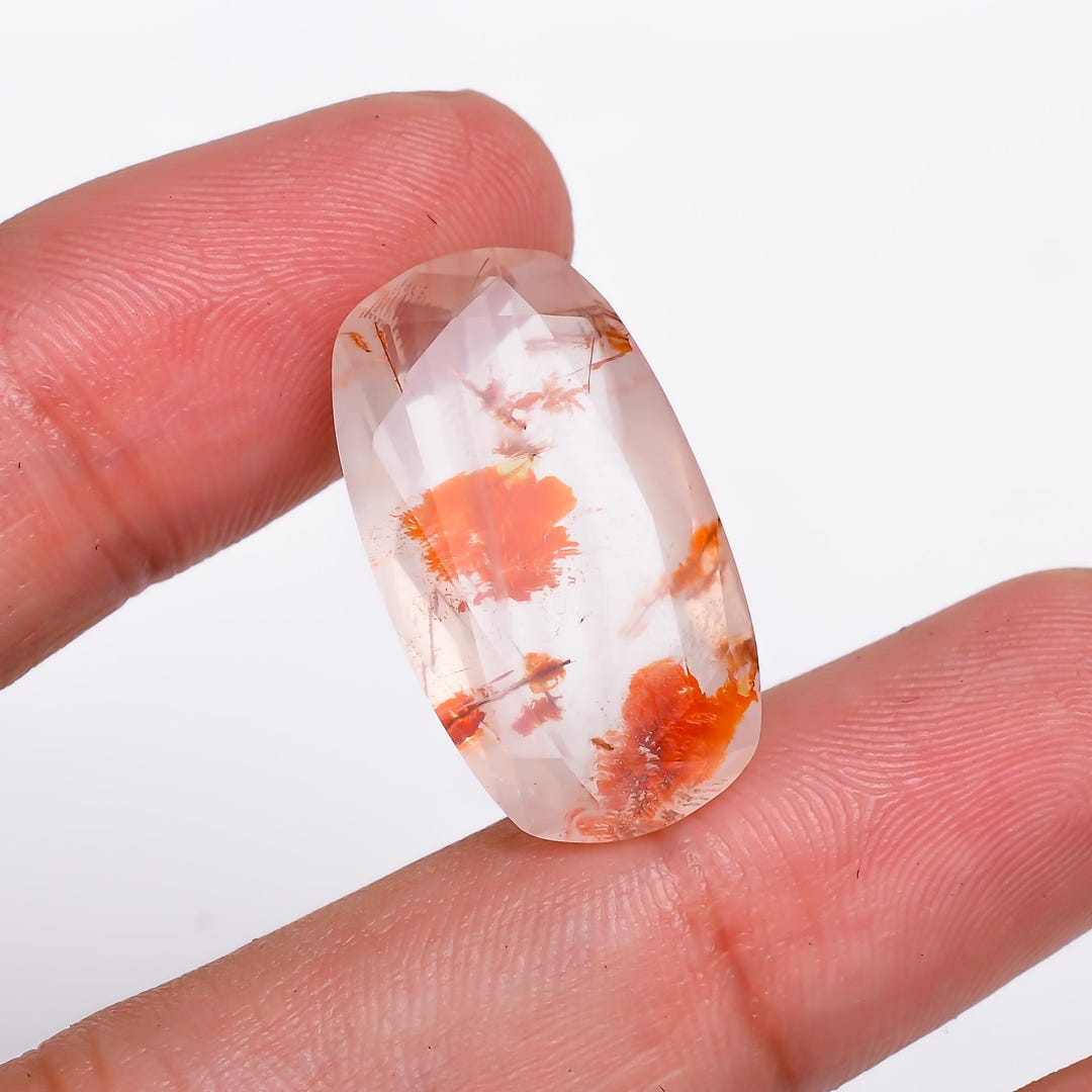 Red Cherry Rutile Quartz Gemstone, Radiant Cut, 18 Carat - Etsy