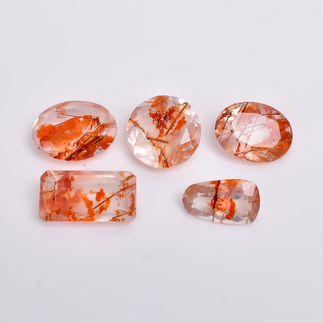 Red Cherry Rutile Quartz Gemstone Mix, Jewelry Making (5 Pcs, 21 Ct) - Etsy