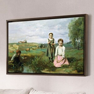 Jean Baptiste Camille Corot,children Beside a Brook in the Countryside ...