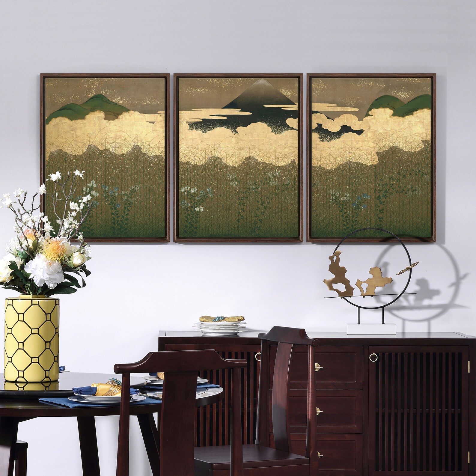 Musashino Plain,mount Fuji, Grassland Scenery,triptych Canvas,framed ...