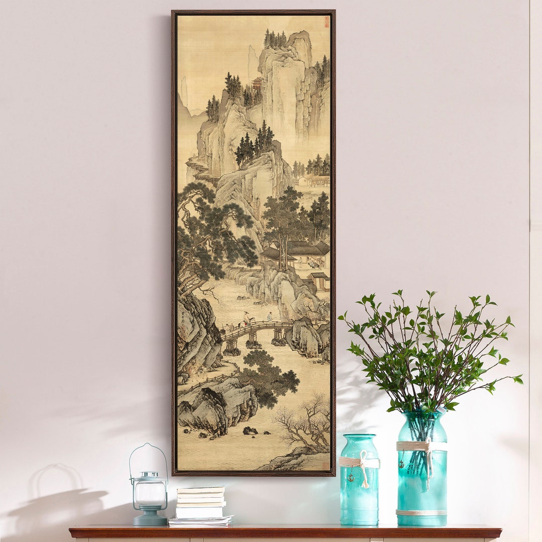 Zhou Chen,riding Spring Outing,chinese Landscape,vertical Narrow Art ...