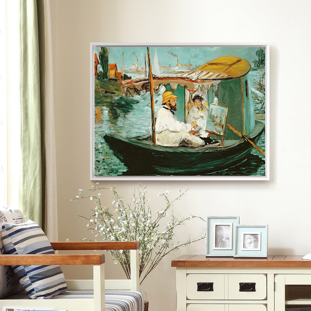 Edouard Manet,monet in His Floating Studio,large Wall Art,framed Wall ...