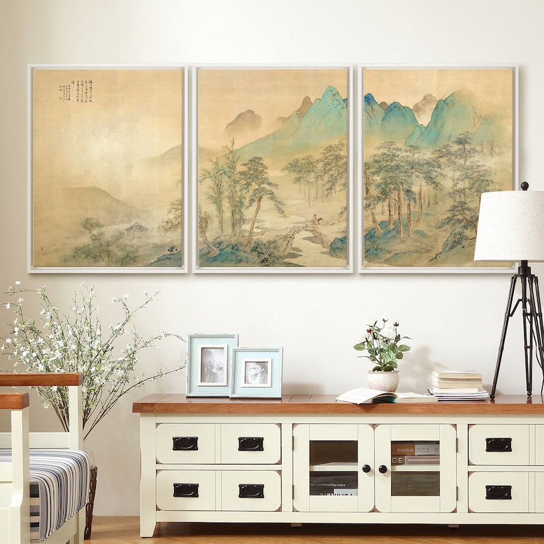 Hashimoto Kansetsu,scenery in Spring and Autumn,pine Forest Landscape ...