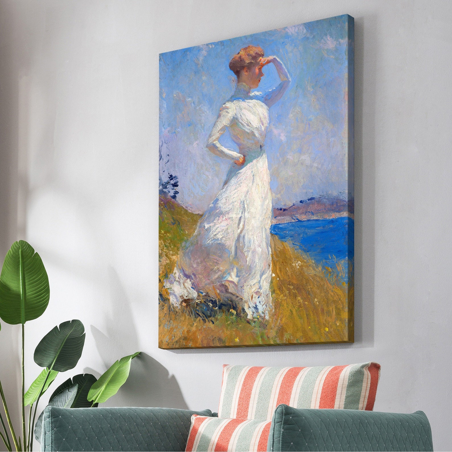 Benson_ Frank Weston,sunlight,woman Looking Out From the Sea,canvas ...