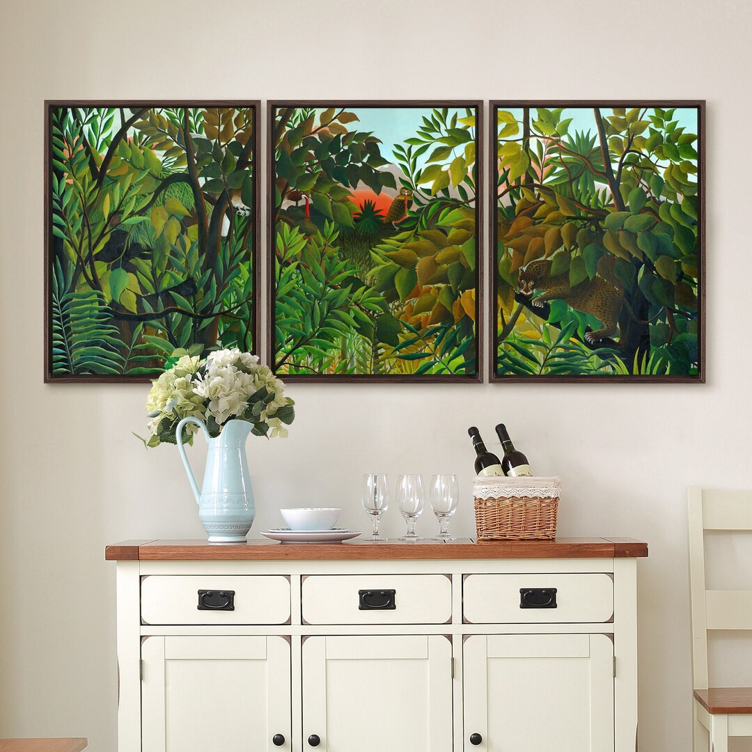Henri Rousseau,the Equatorial Jungle,leopard on the Tree,set of 3 Wall ...
