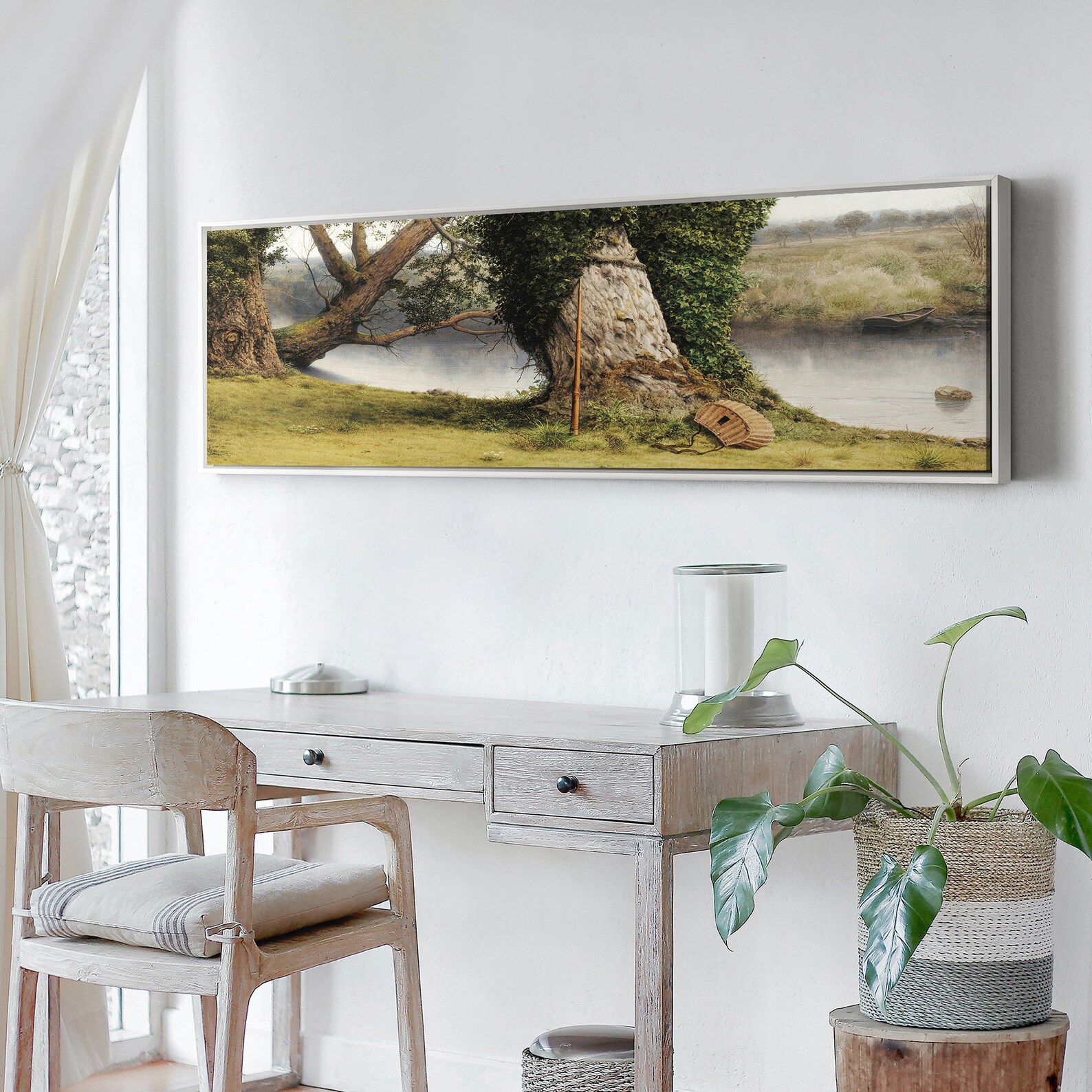 Big Tree by the River,river Scenery,grassland,canvas Print,canvas Art ...