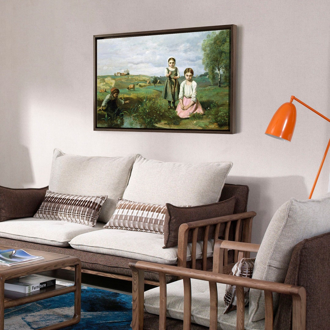 Jean Baptiste Camille Corot,children Beside a Brook in the Countryside ...