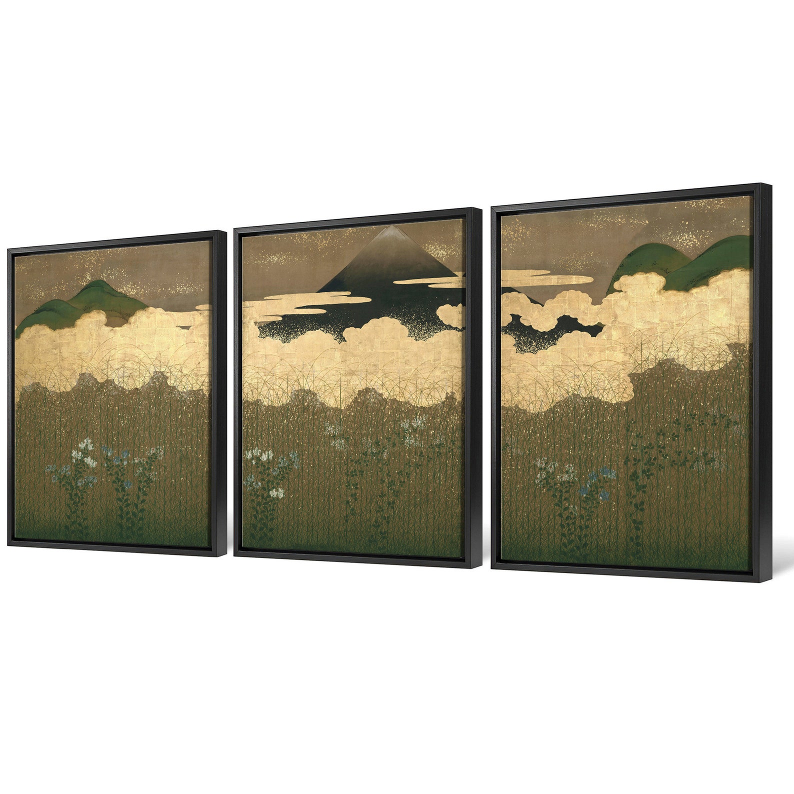Musashino Plain,mount Fuji, Grassland Scenery,triptych Canvas,framed ...
