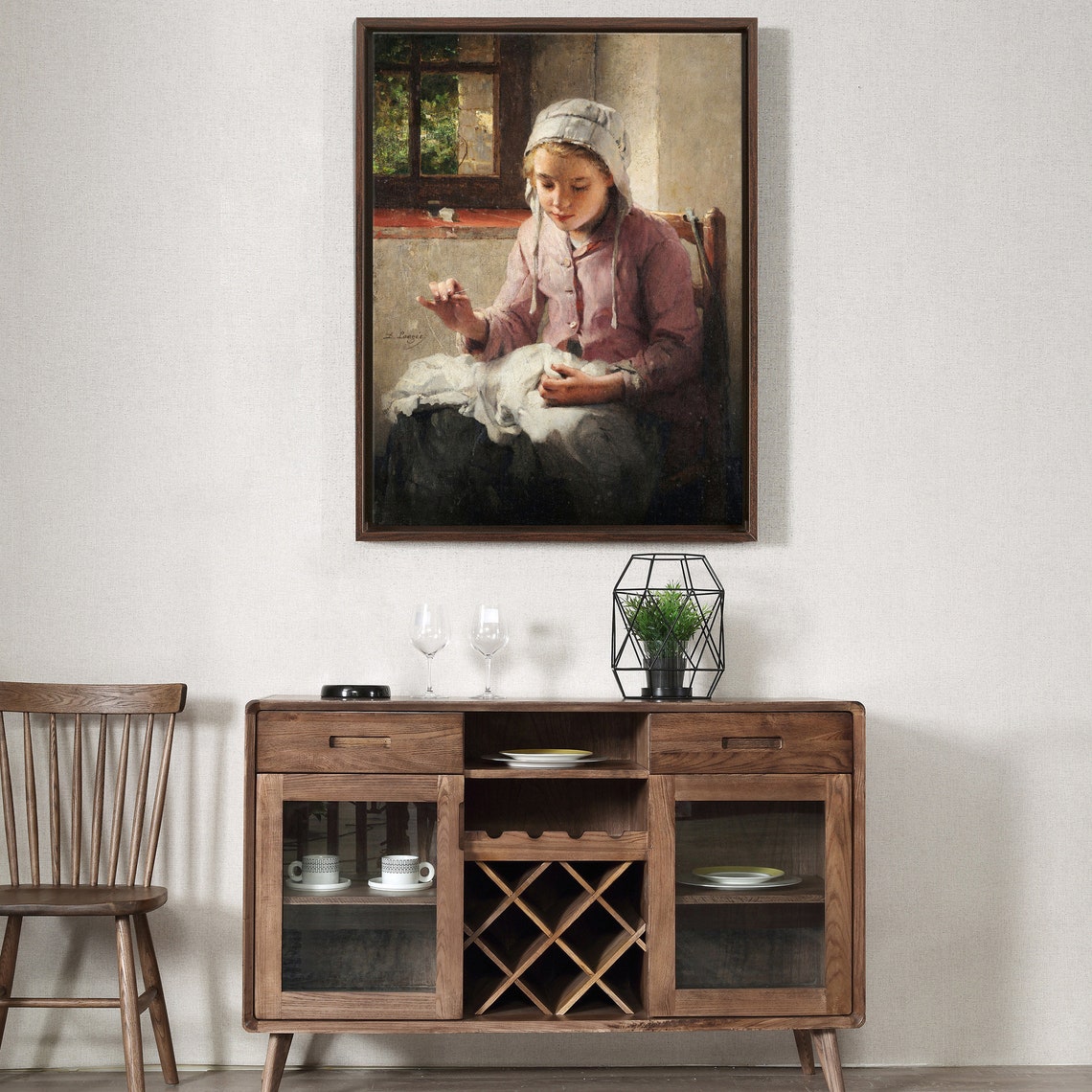 The Sewing Girl, the Portrait of the Girl by the Window,canvas Print ...