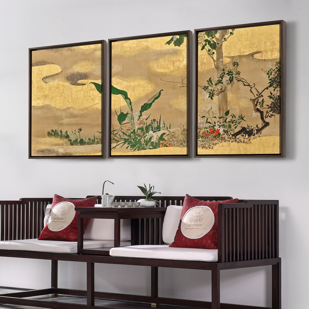 Watanabe Shiko,flowers and Trees,,asian Art,japanese Art,set of 3 Wall ...