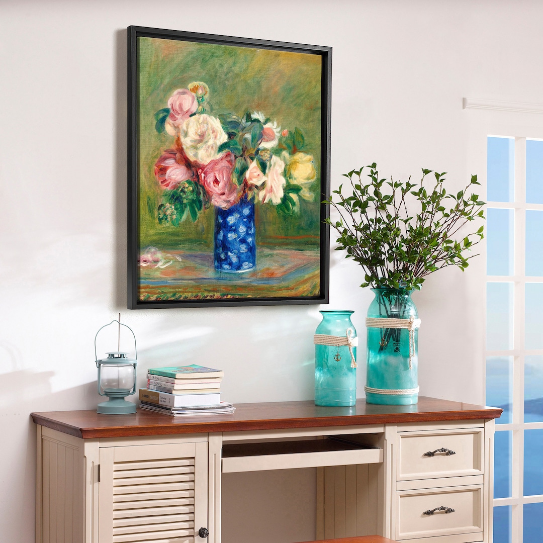 Pierre-auguste Renoir,bouquet of Roses,vase Still Life,canvas Print ...