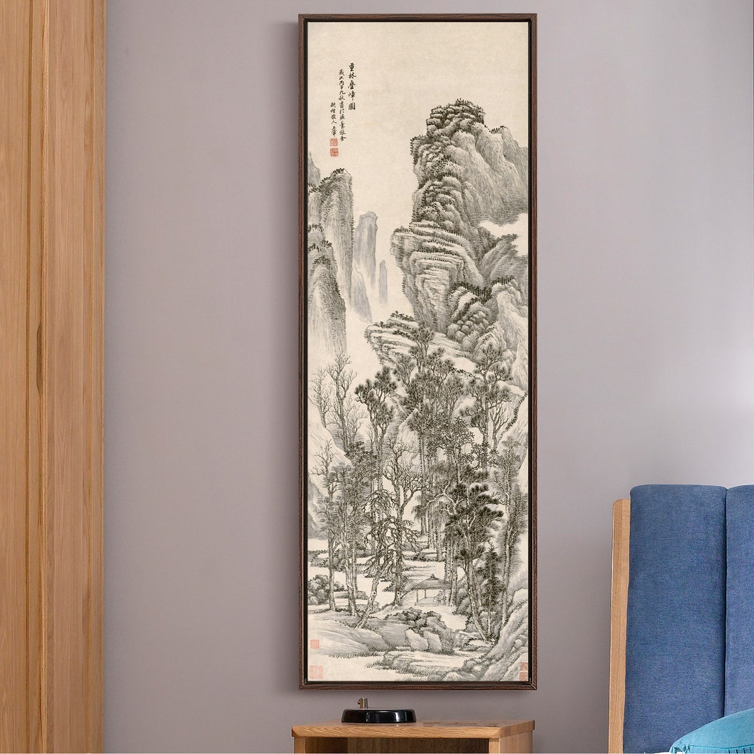 Wang Hui,pavilion in Pine Forest,chinese Landscape Prints,vertical ...