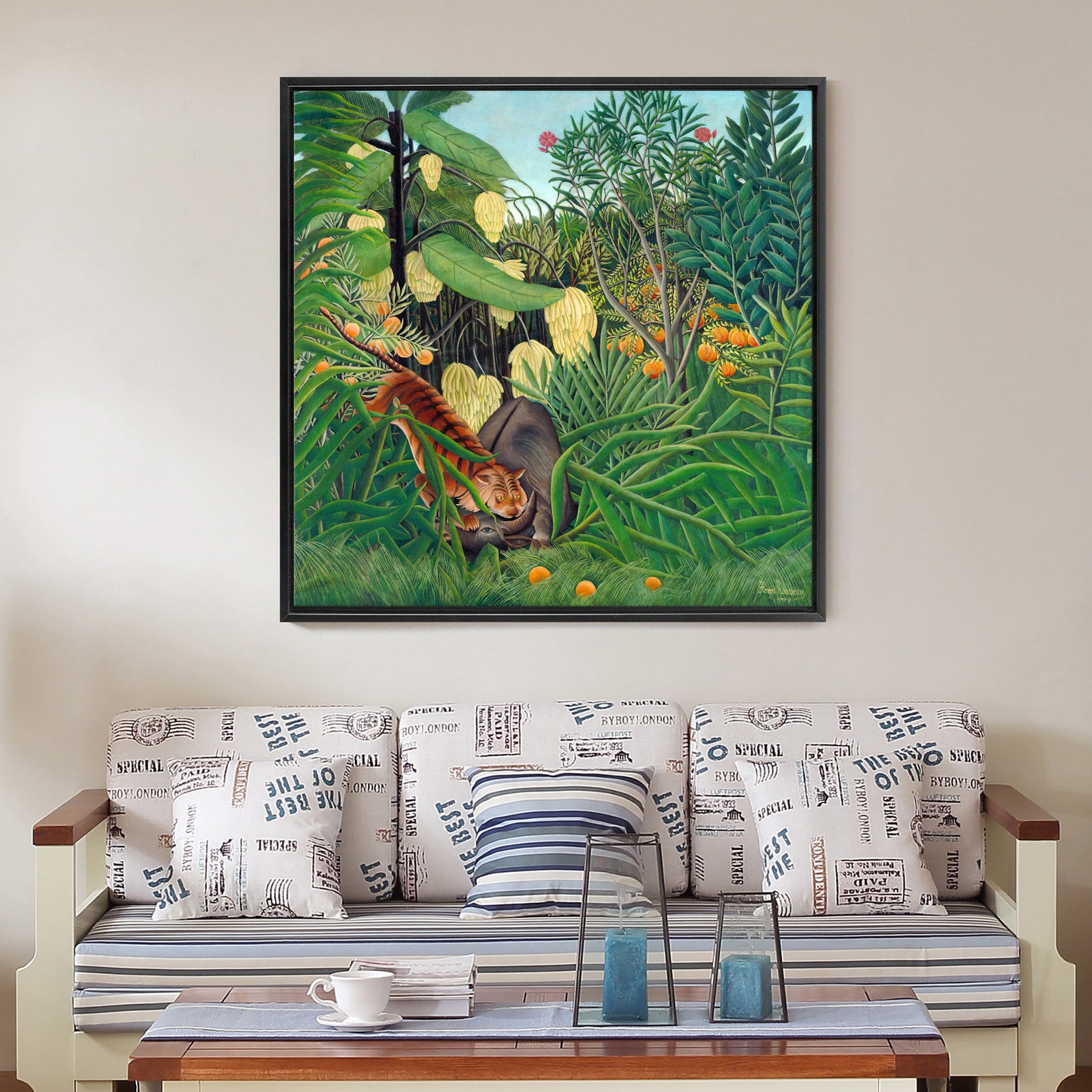 Henri Rousseau,fight Between a Tiger and a Buffalo,tropical Jungle ...
