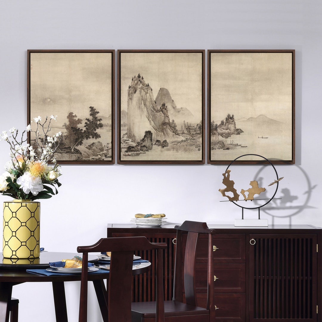 Unkoku Togan,landscape,riverside Scenery,asian Art,japanese Art,set of ...