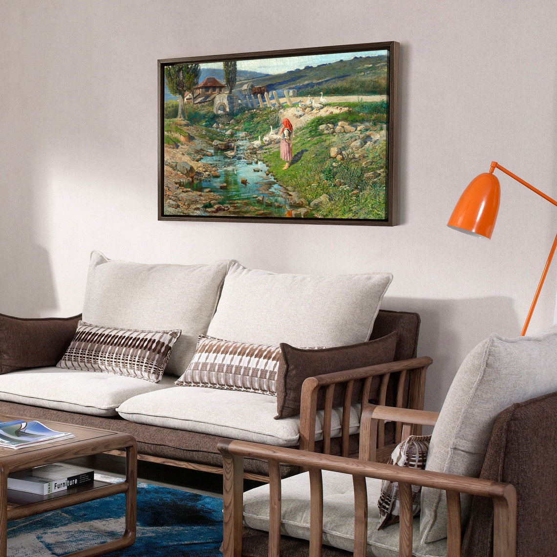 Angyal, Vojtech, Landscape With Pastry Goose,creek Scenery,canvas Print ...