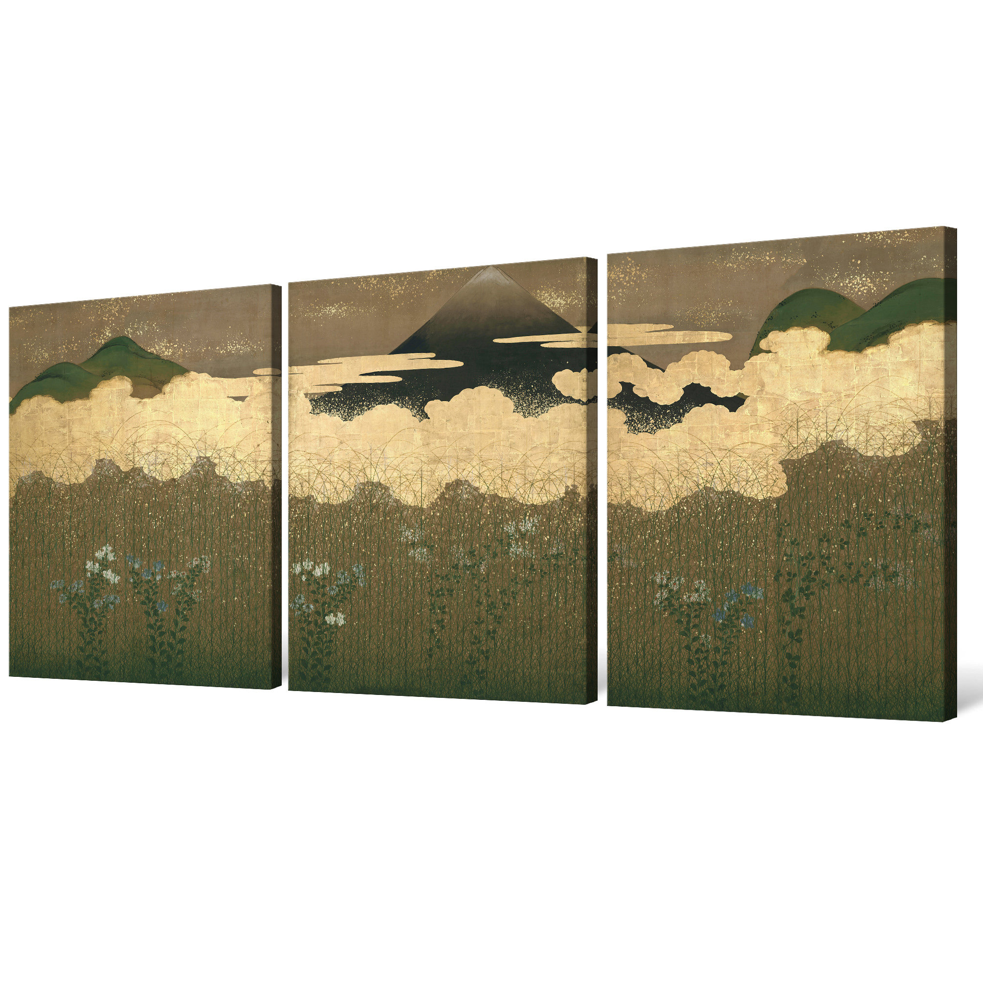 Musashino Plain,mount Fuji, Grassland Scenery,triptych Canvas,framed ...