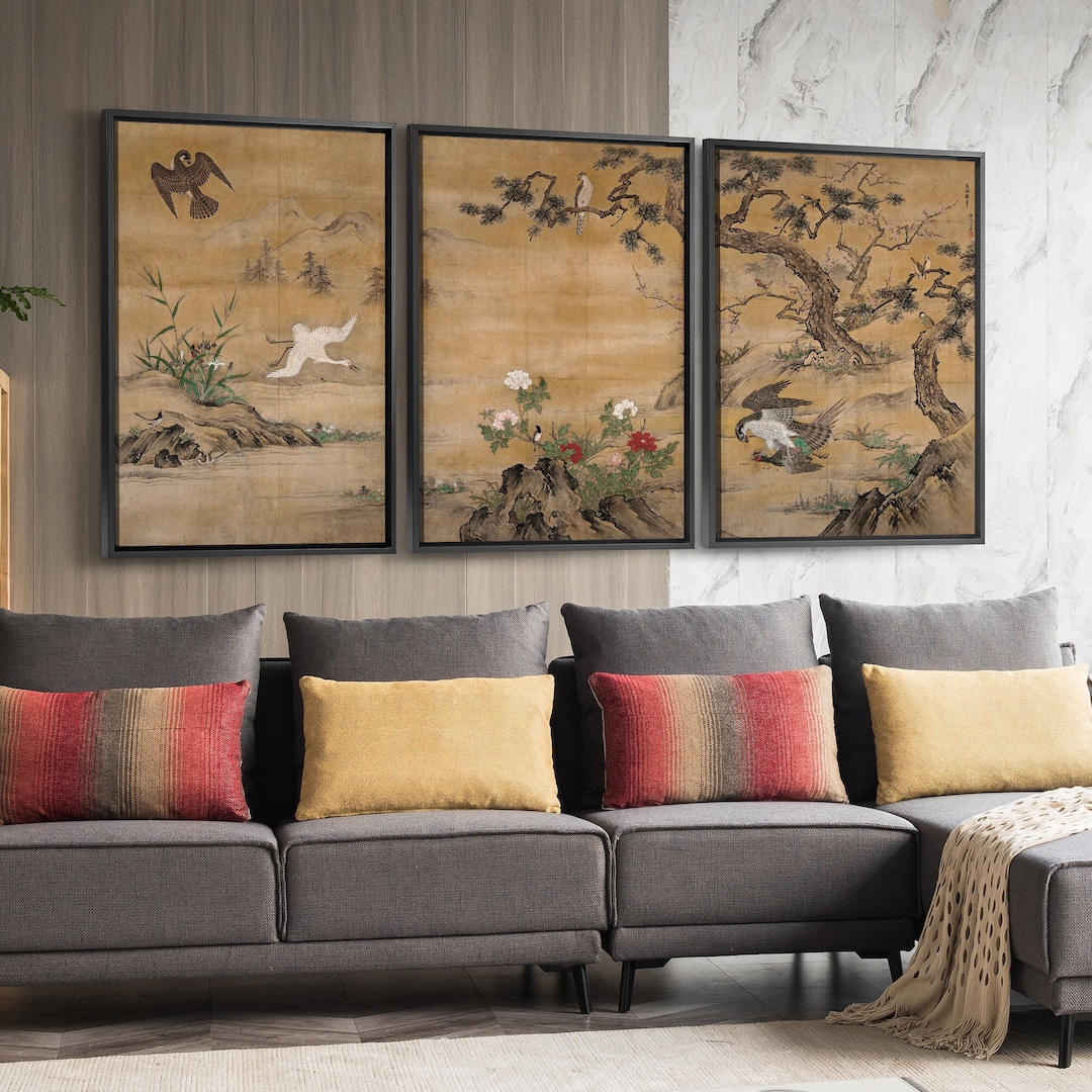 Kano Mitsunobu,birds and Flowers,pine Tree Eagle Egret,asian Art ...