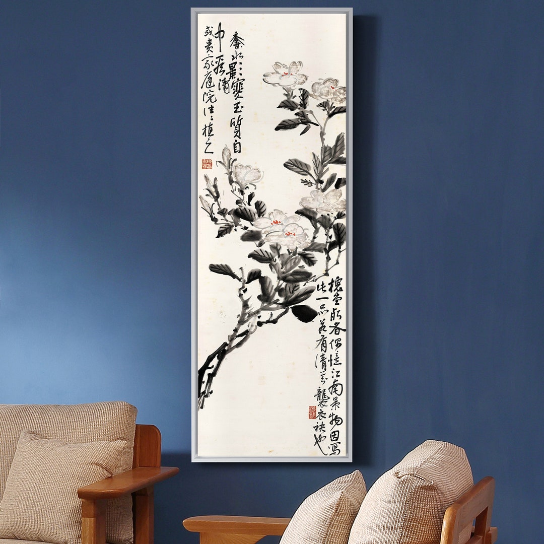 Chen Shizeng,magnolia Flower Wall Art,chinese Wall Art,vertical Narrow ...