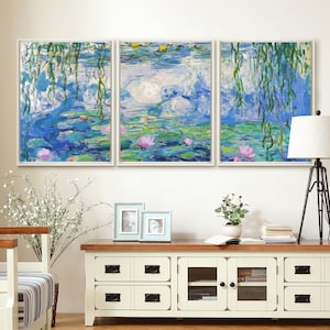 Claude Monet,waterlilies,weeping Willow and Water-lily Pond,set of 3 ...