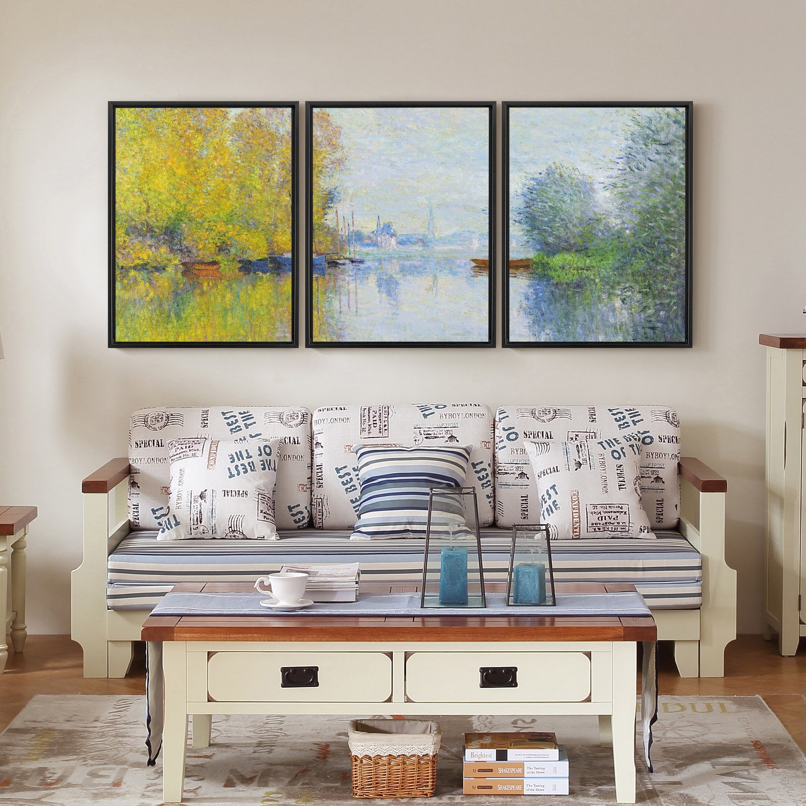 Claude Monet,autumn on the Seine Argenteuil,set of 3 Wall Art,set of ...