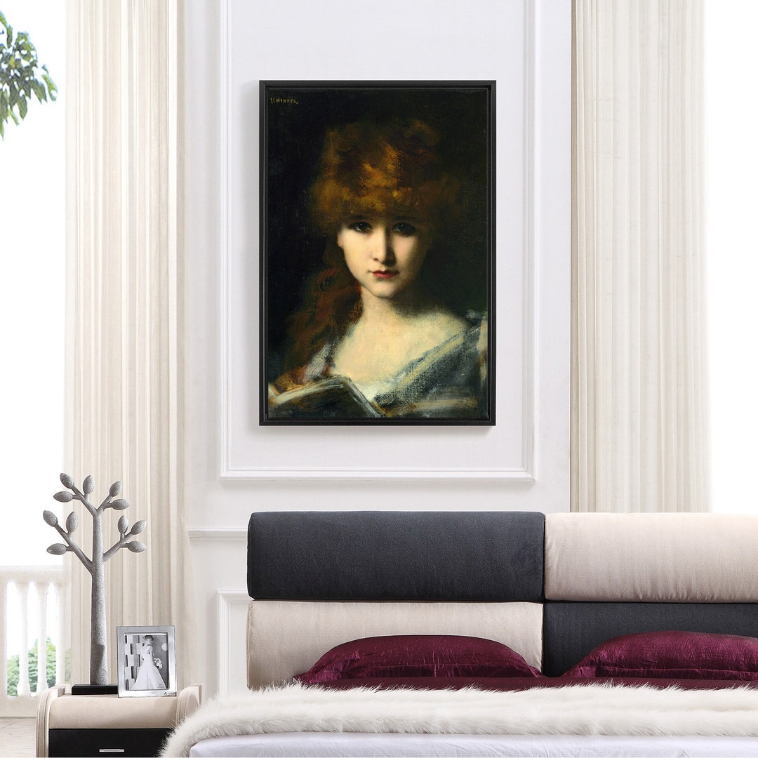 Jean-jacques Henner,girl With the Book,girl's Head,canvas Print,canvas ...