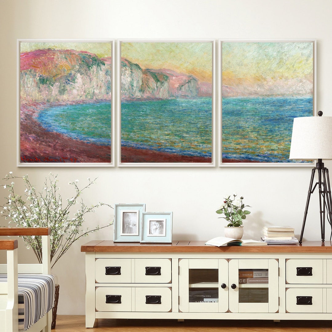 Claude Monet,falaises a Pourville, Soleil Levant,beach Scenery,set of 3 ...