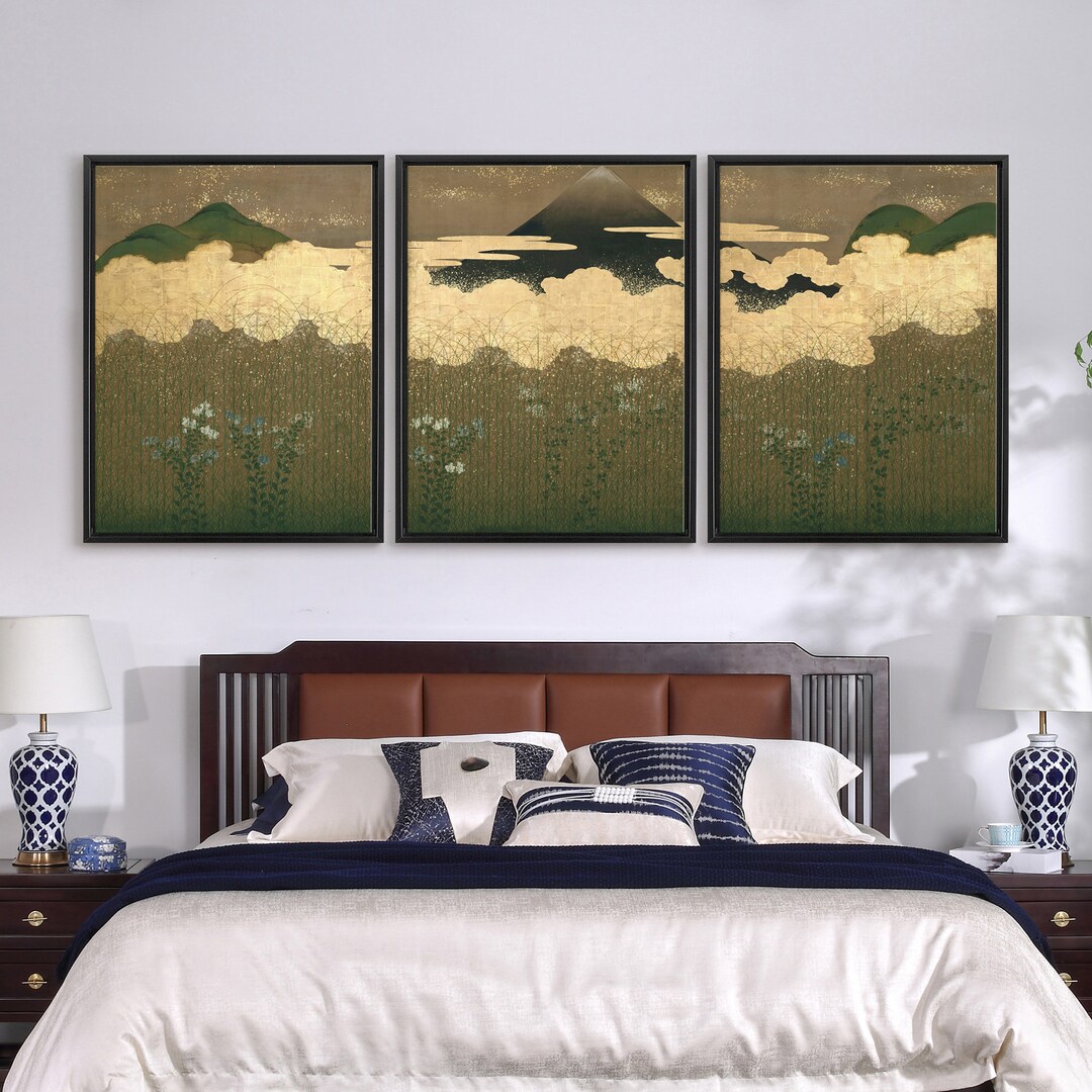 Musashino Plain,mount Fuji, Grassland Scenery,triptych Canvas,framed ...