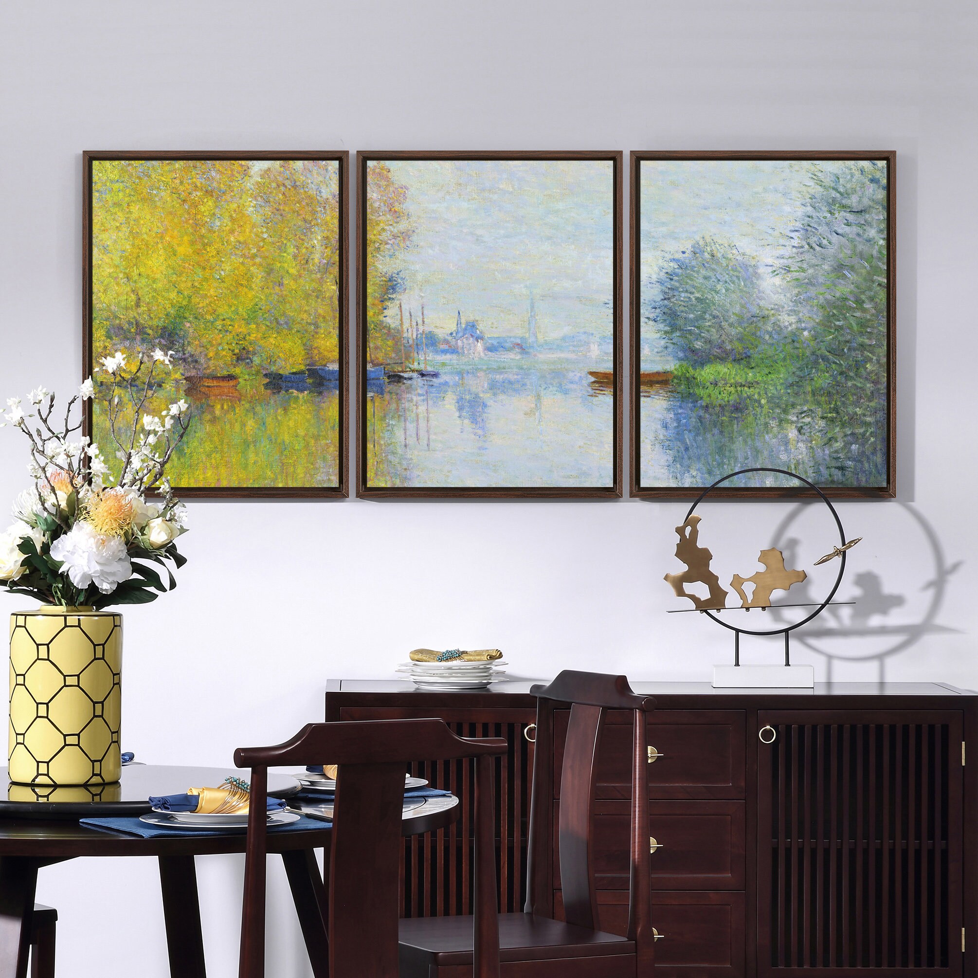 Claude Monet,autumn on the Seine Argenteuil,set of 3 Wall Art,set of ...