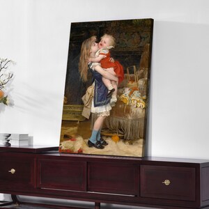 Franz Verhas,inconsolable,two Children,large Wall Art,framed Wall Art ...