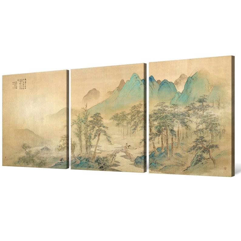 Hashimoto Kansetsu,scenery in Spring and Autumn,pine Forest Landscape ...