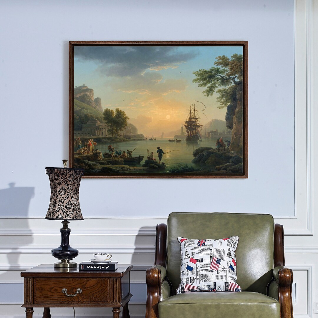 Claude-joseph Vernet,a Landscape at Sunset,large Wall Art,framed Wall ...