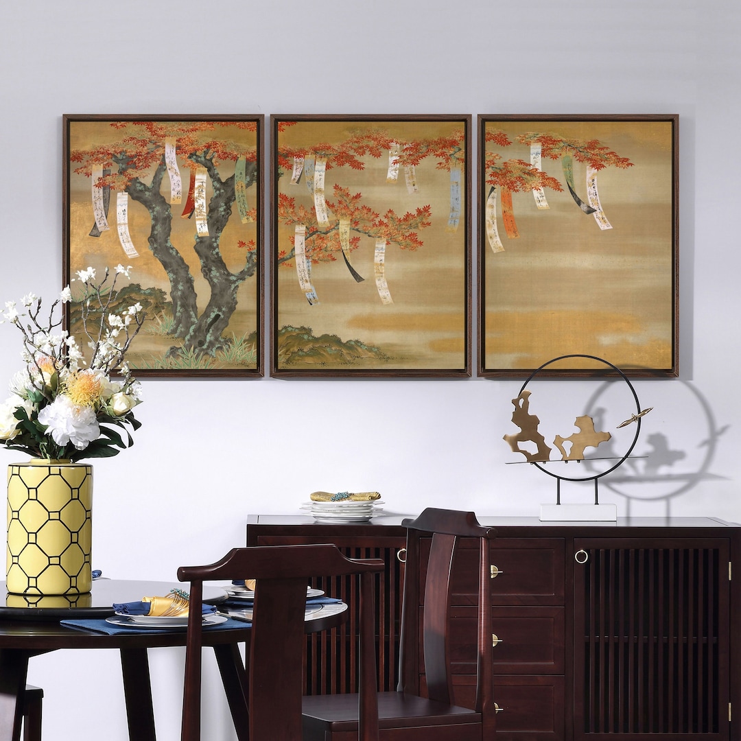 Tosa Mitsuoki,autumn Maples With Poem Slips,asian Art,japanese Art,set ...