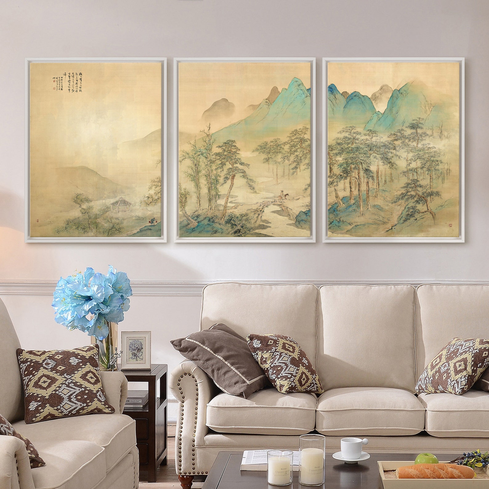 Hashimoto Kansetsu,scenery in Spring and Autumn,pine Forest Landscape ...