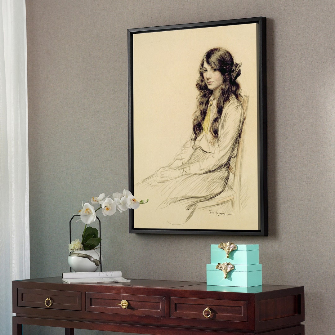 Frederick Pegram,portrait of a Young Girl Drawing,large Wall Art,framed ...