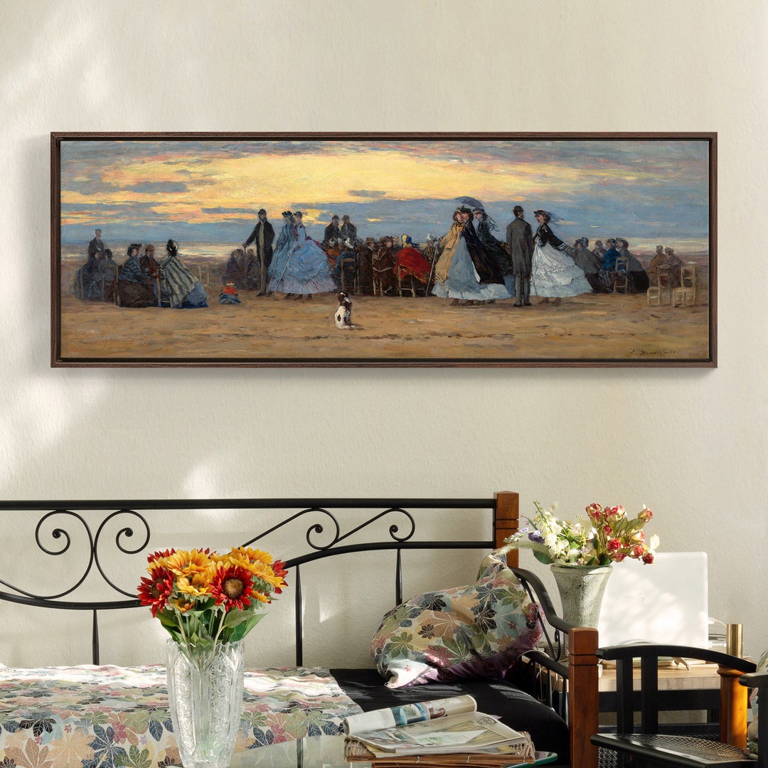 Eugene Boudin,the Beach at Villerville,narrow Horizontal Wall Art ...